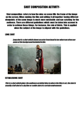 Shot composition activity | PDF