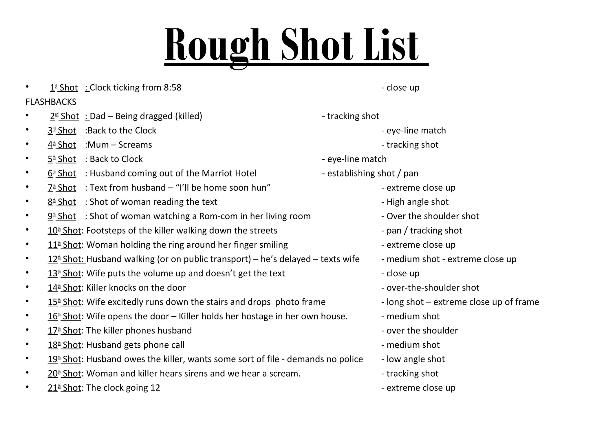 Trailer Shot List | PPT