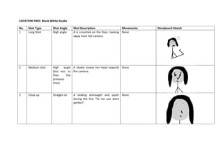Shot list/Storyboard for Music Video | PDF | Video Production | Content ...