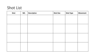 Unit: 13: Shot list | PPTX | Painting | Arts and Crafts