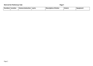 Shotlist 1 | PPT