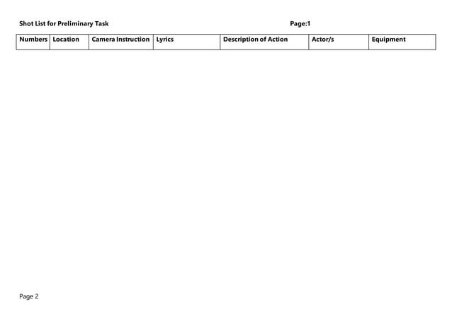 Shotlist 1 | PPT