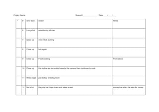 Shot list 1 myles | PDF