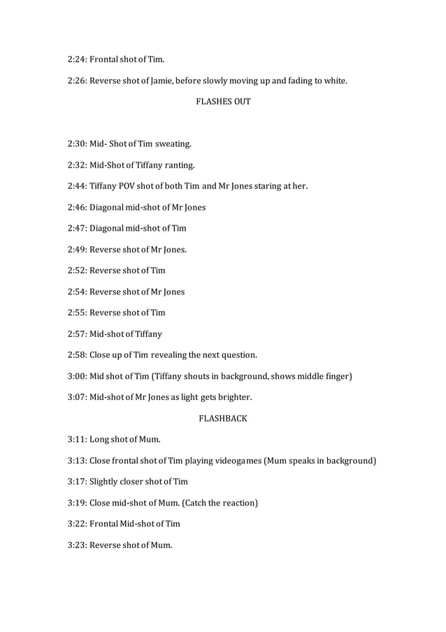 Shot list final | DOCX