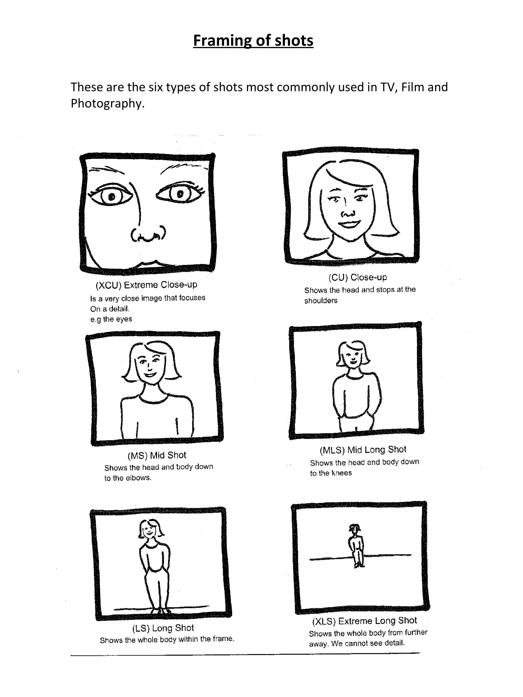 Shot size handout | PPT | Photography | Arts and Crafts