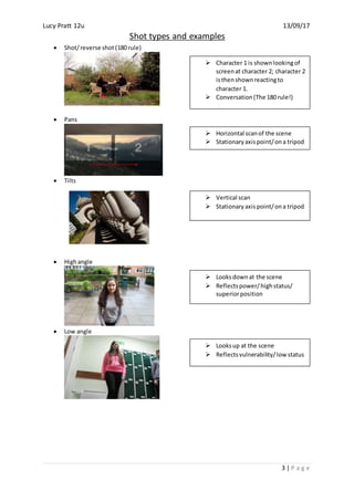 Shot type examples | DOCX