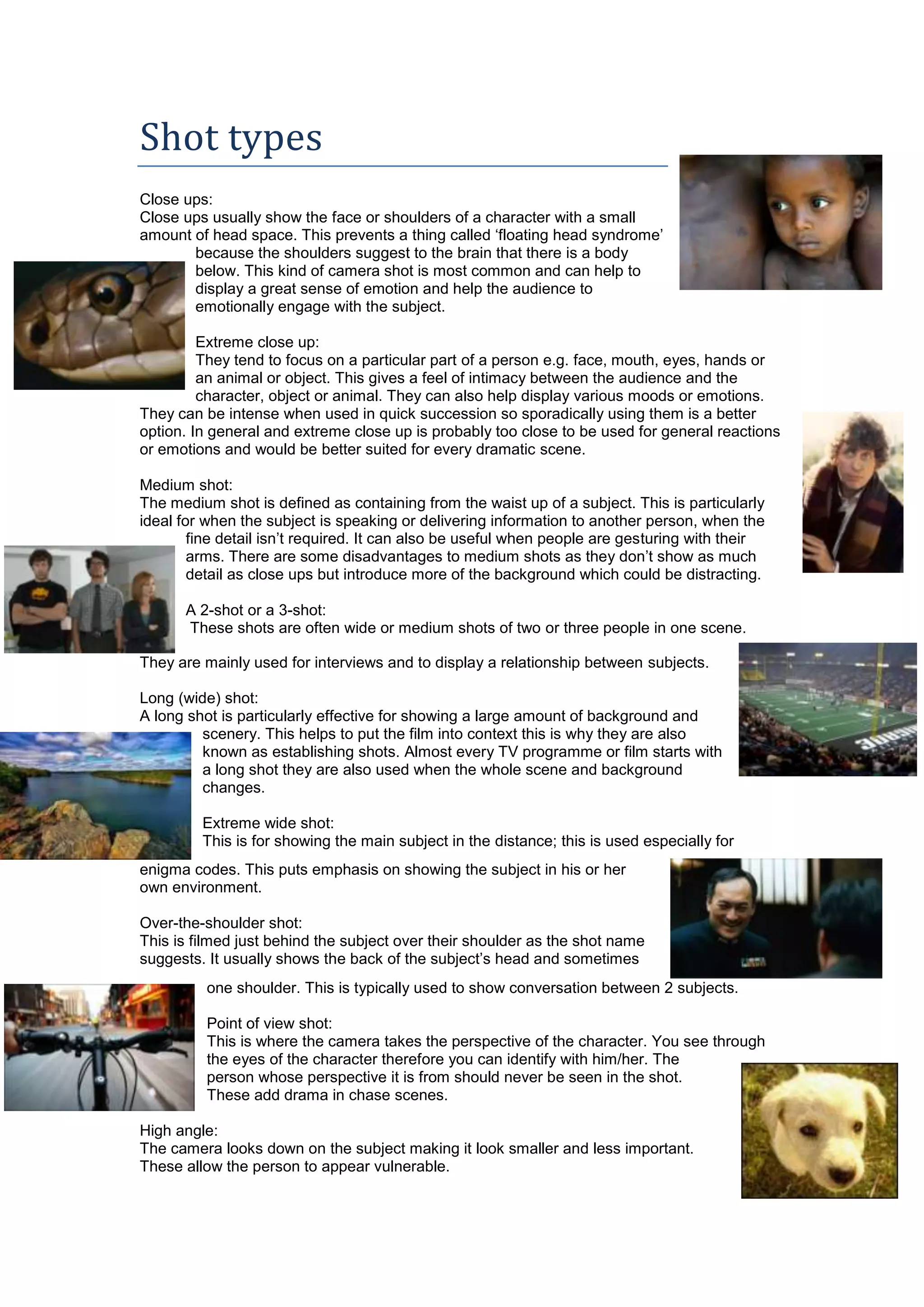 Shot types | DOCX