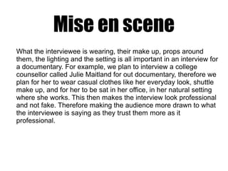 Shot types and codes and conventions of interviews | PPT