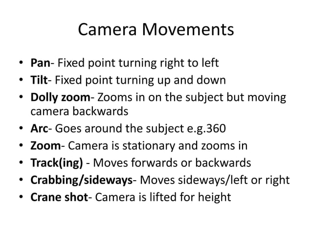 Shot Types and Camera Movments | PPT