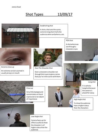 Shot types camera shots | DOCX