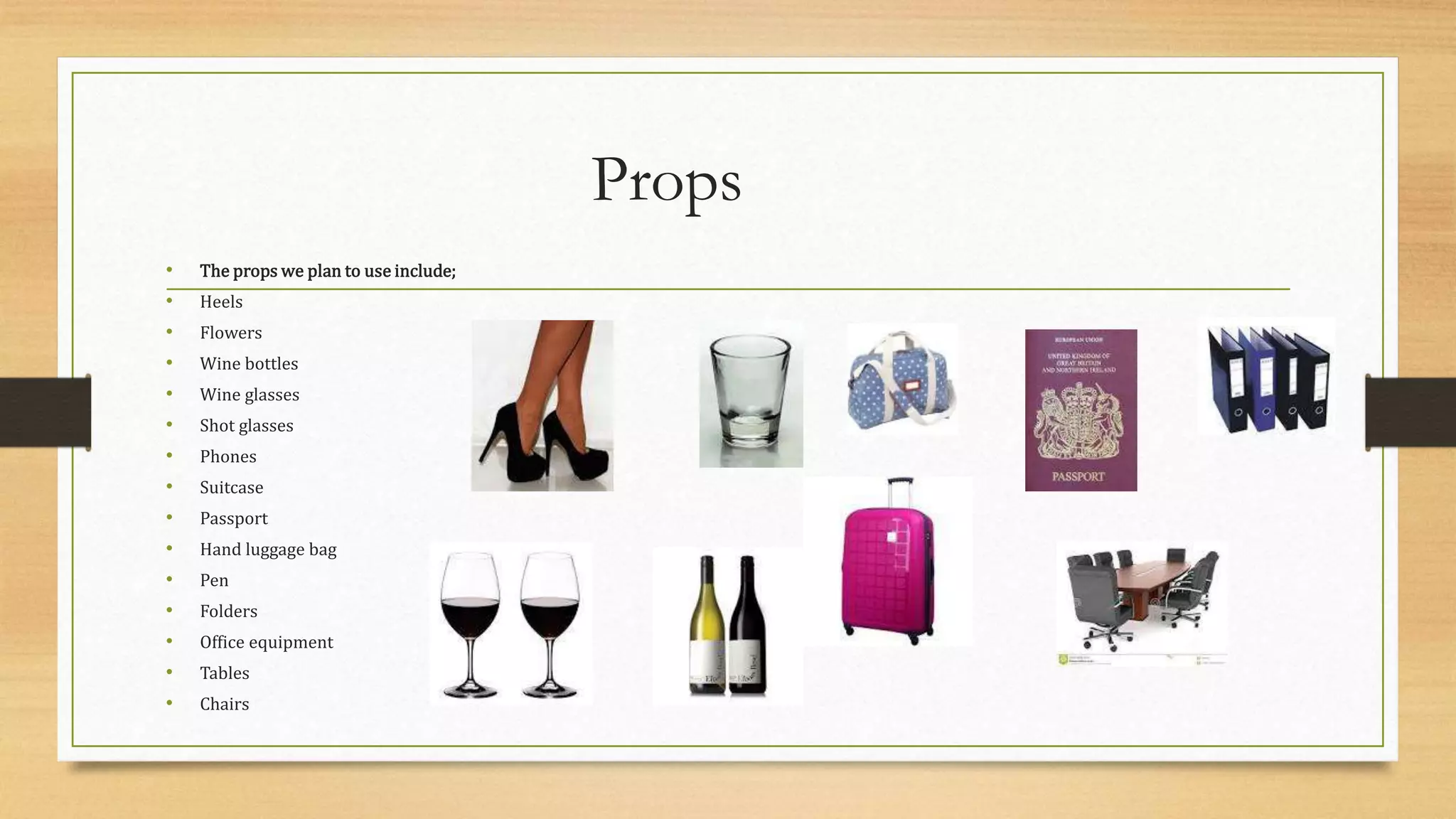 Shot types, location, props and costume | PPTX