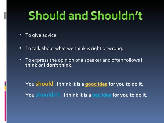 Should and shouldnt | PPT