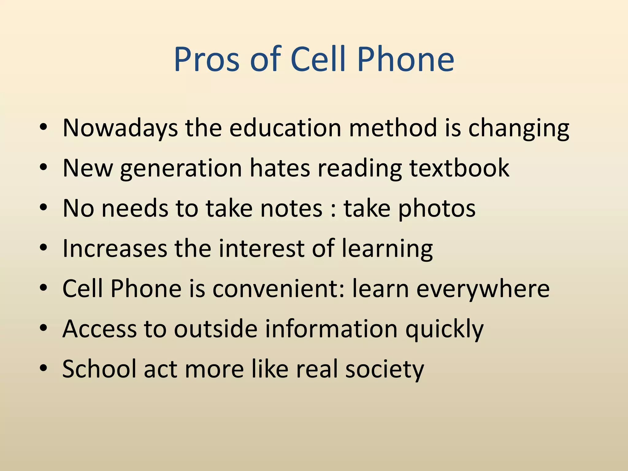 Should cell phones be banned in school | PPTX