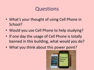 Should cell phones be banned in school | PPTX