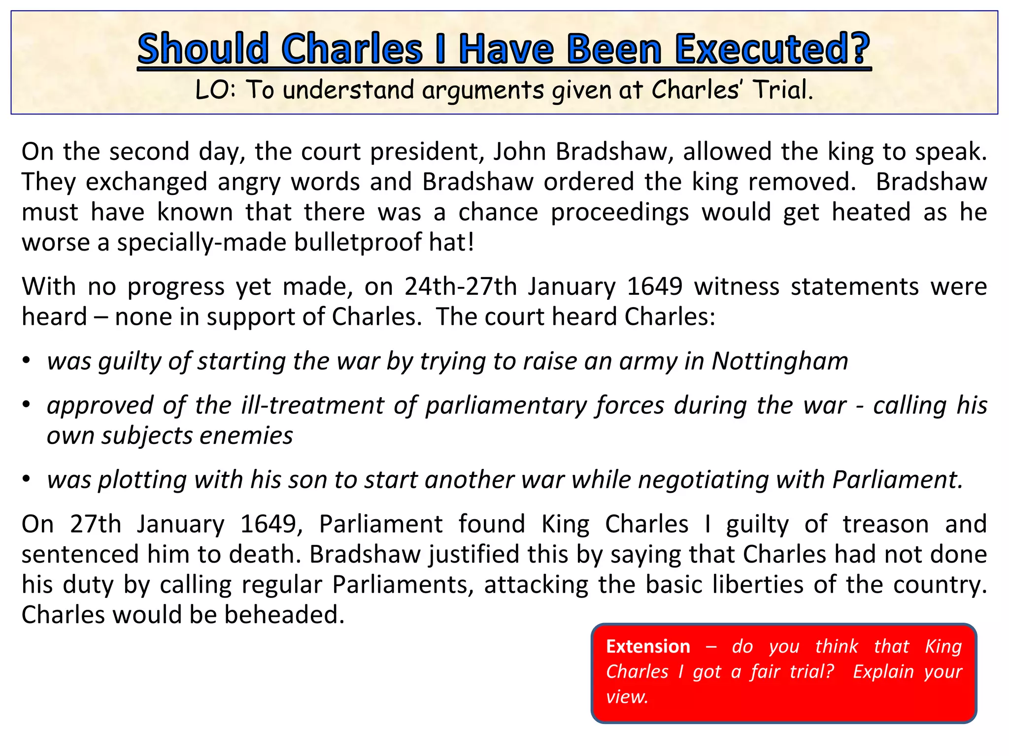 Should charles have been executed | PPTX