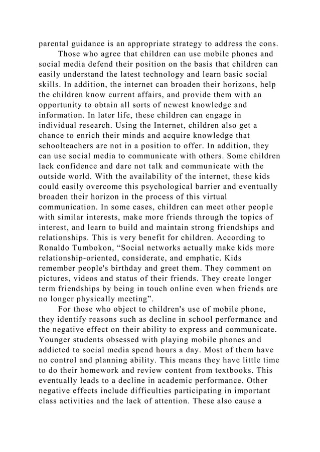 Should Children Be Allowed to Use Phones and Social MediaWha.docx