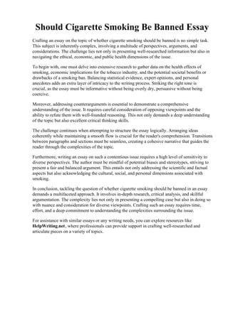 Should Cigarette Smoking Be Banned Essay | PDF