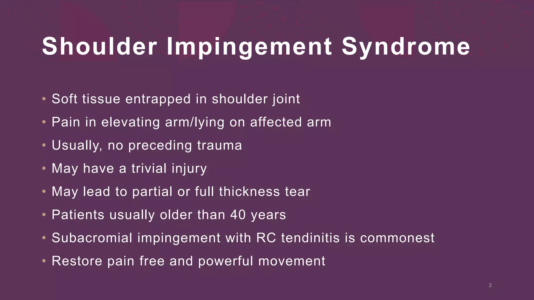 Shoulder Impingement - conservative management overview | PPSX | Death ...