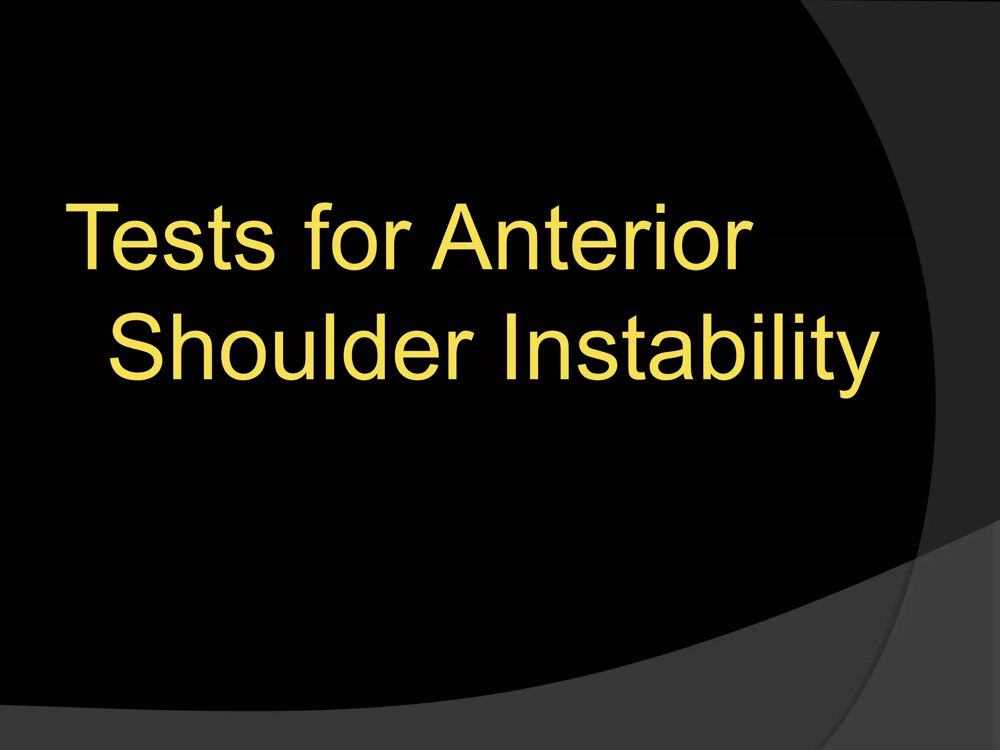 Shoulder - Special Tests | PPTX