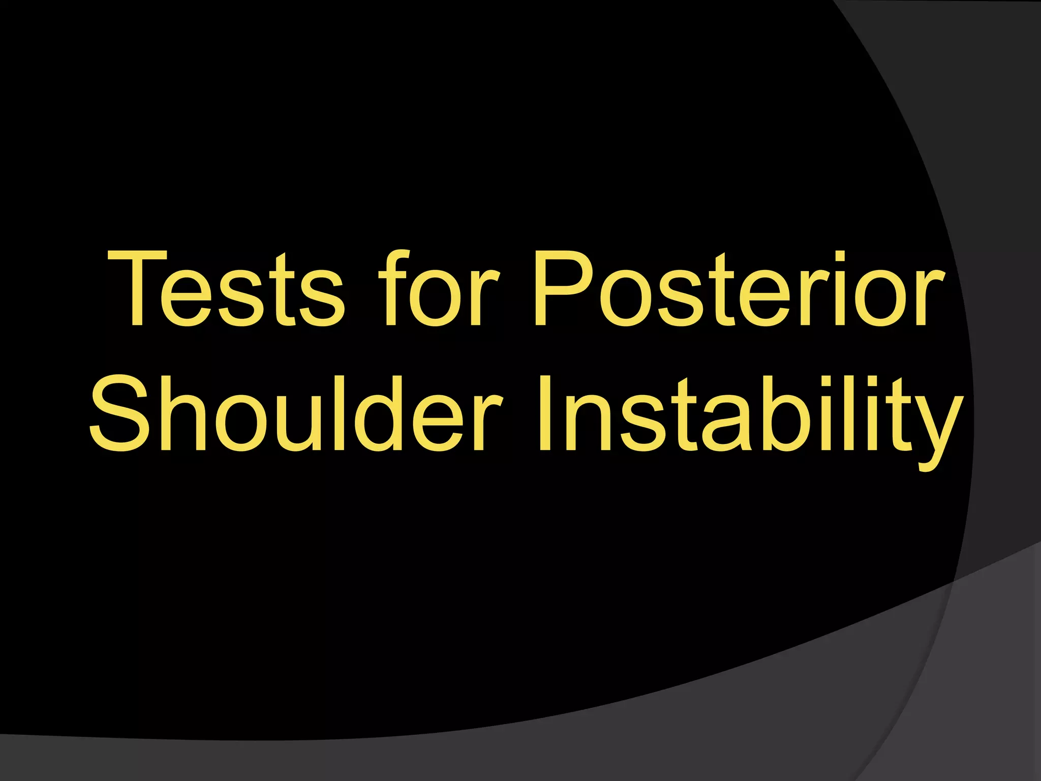 Shoulder - Special Tests | PPTX