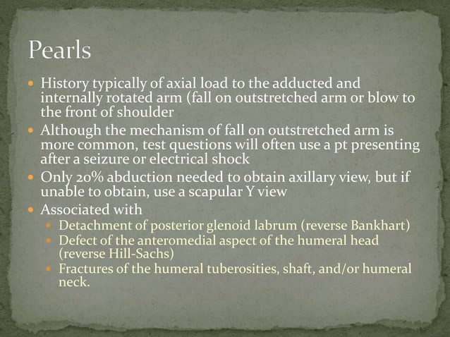 Posterior Shoulder Dislocation | PPT