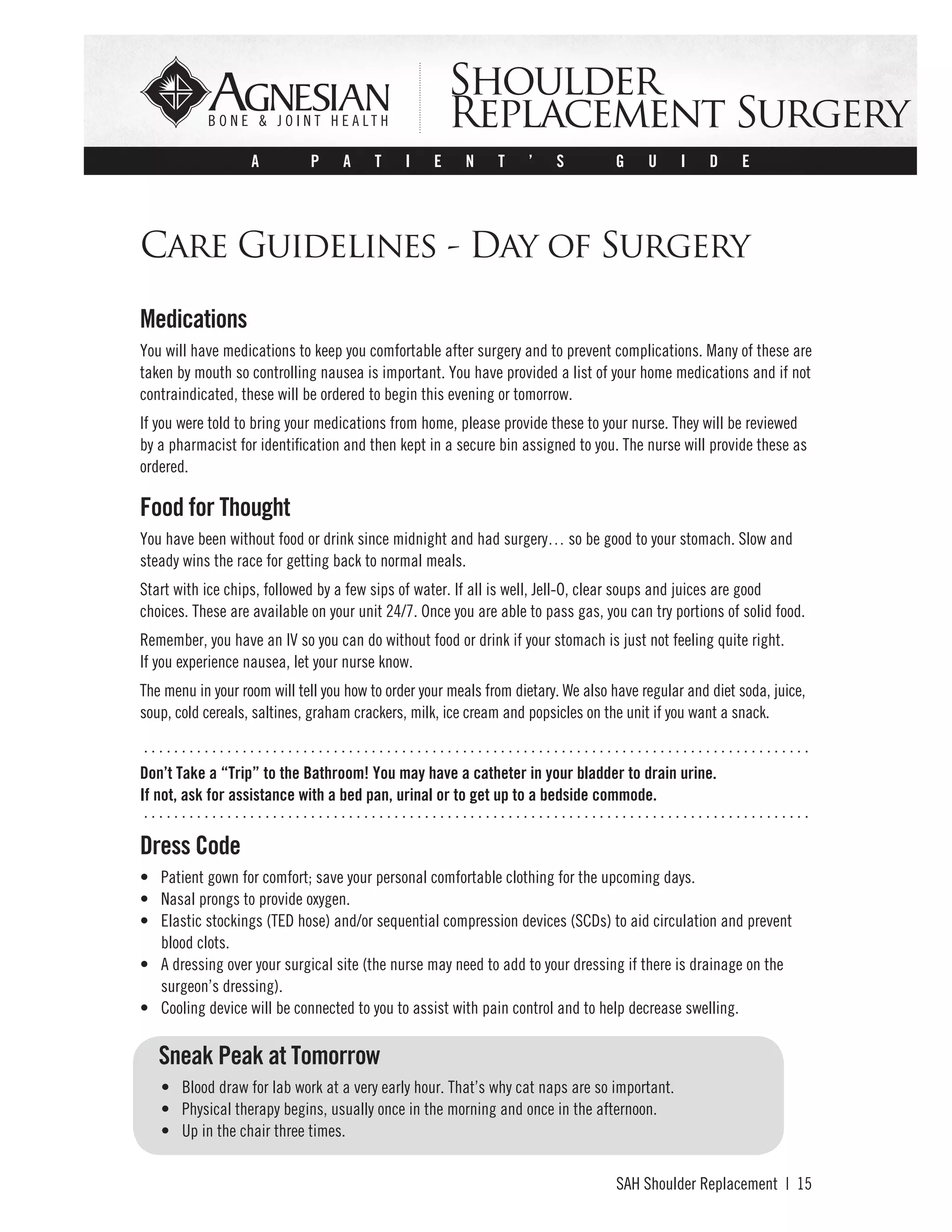 A Patient's Guide to Shoulder Surgery: St. Agnes Hospital | PDF