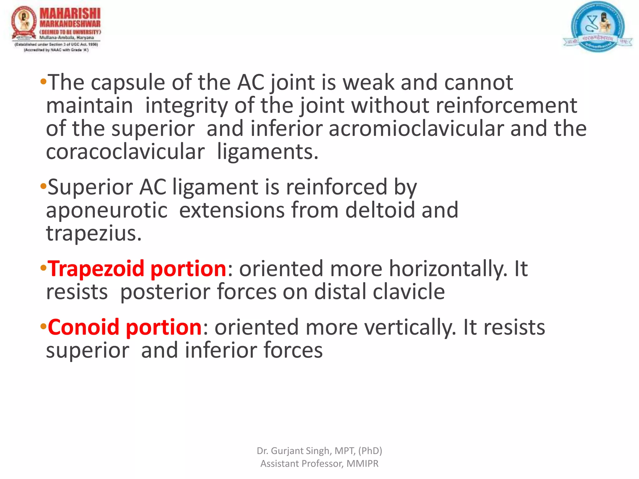 Biomechanics of Shoulder Complex- Dr Gurjant Singh (PT) | PPTX