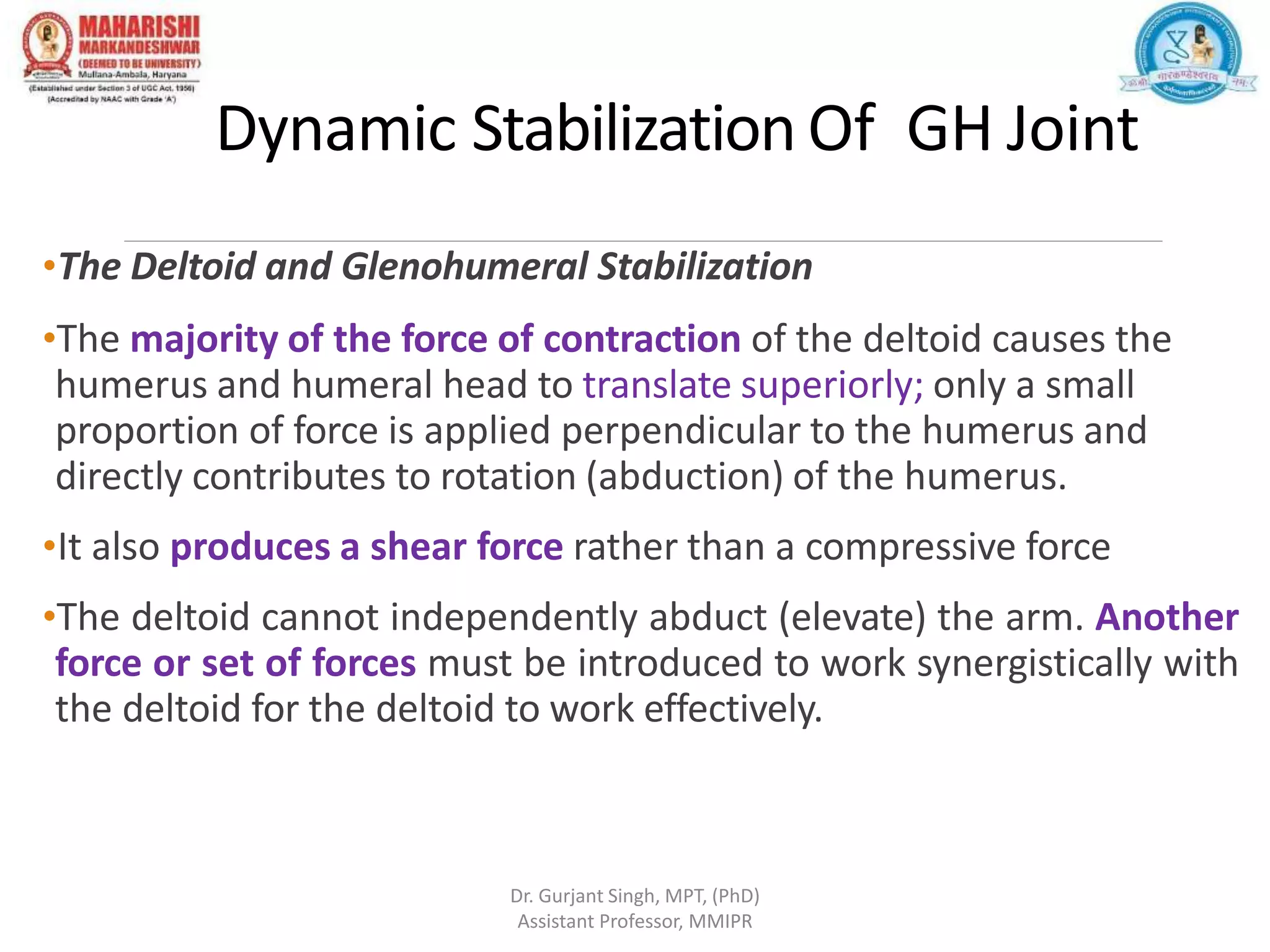 Biomechanics of Shoulder Complex- Dr Gurjant Singh (PT) | PPTX