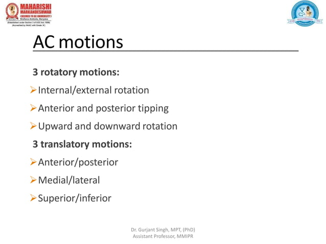 Biomechanics of Shoulder Complex- Dr Gurjant Singh (PT) | PPTX