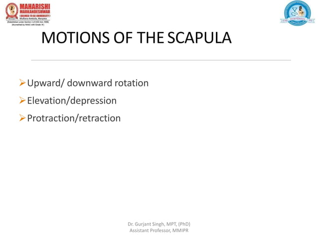 Biomechanics of Shoulder Complex- Dr Gurjant Singh (PT) | PPTX