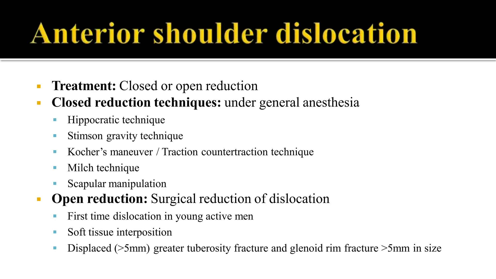 SHOULDER DISLOCATION - Types, Clinical Features | PPTX