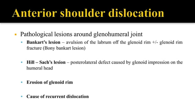 SHOULDER DISLOCATION - Types, Clinical Features | PPTX | Death, Injury ...