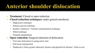 SHOULDER DISLOCATION - Types, Clinical Features | PPTX | Death, Injury ...