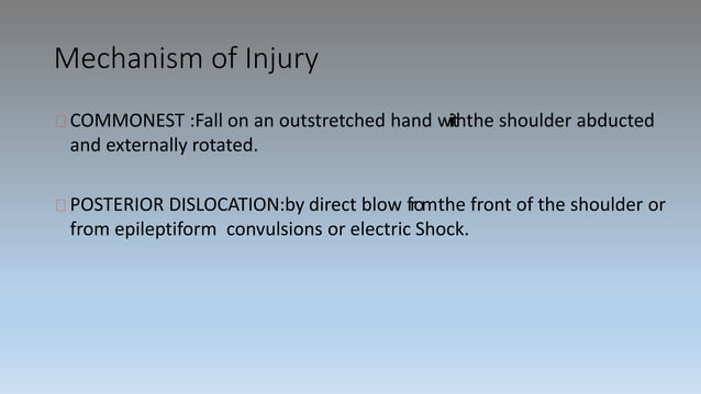 Shoulder dislocation: Types and Management Methods of Reduction | PPTX