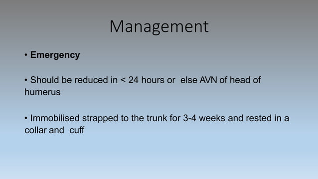 Shoulder dislocation: Types and Management Methods of Reduction | PPTX