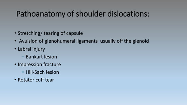 Shoulder dislocation: Types and Management Methods of Reduction | PPTX