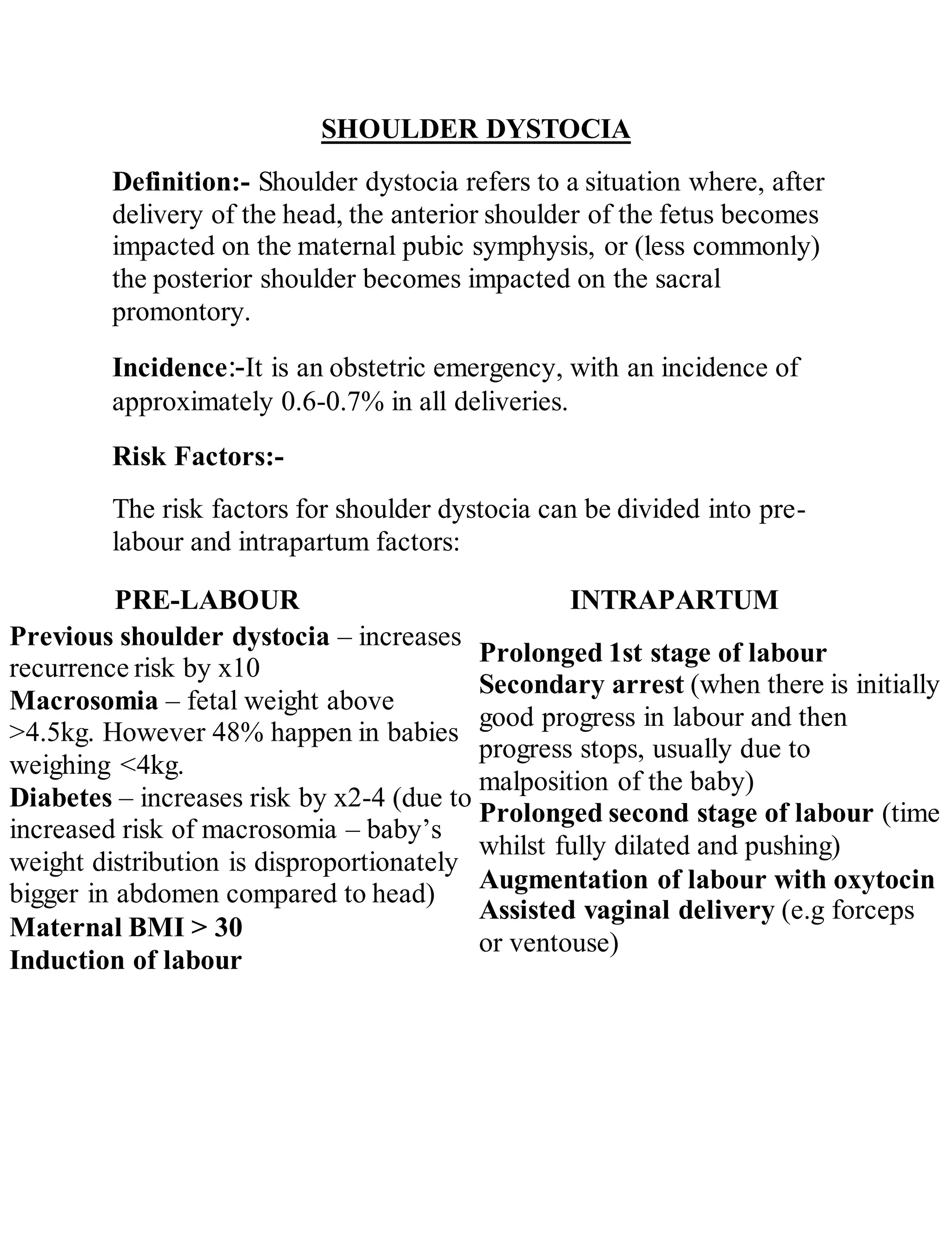 Shoulder dystocia | DOCX