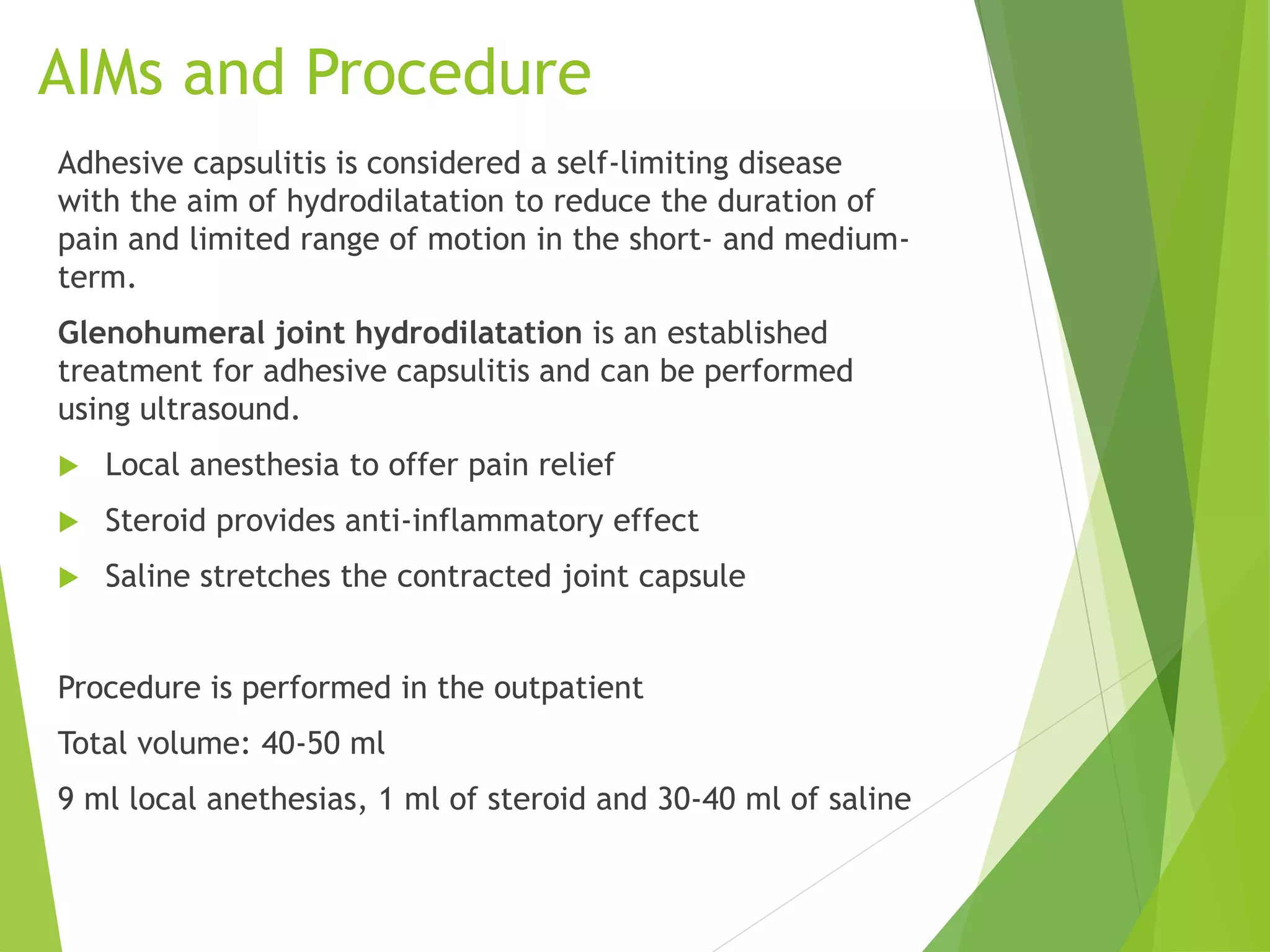Shoulder Hydrodistention or Hydrodilatation | PPT