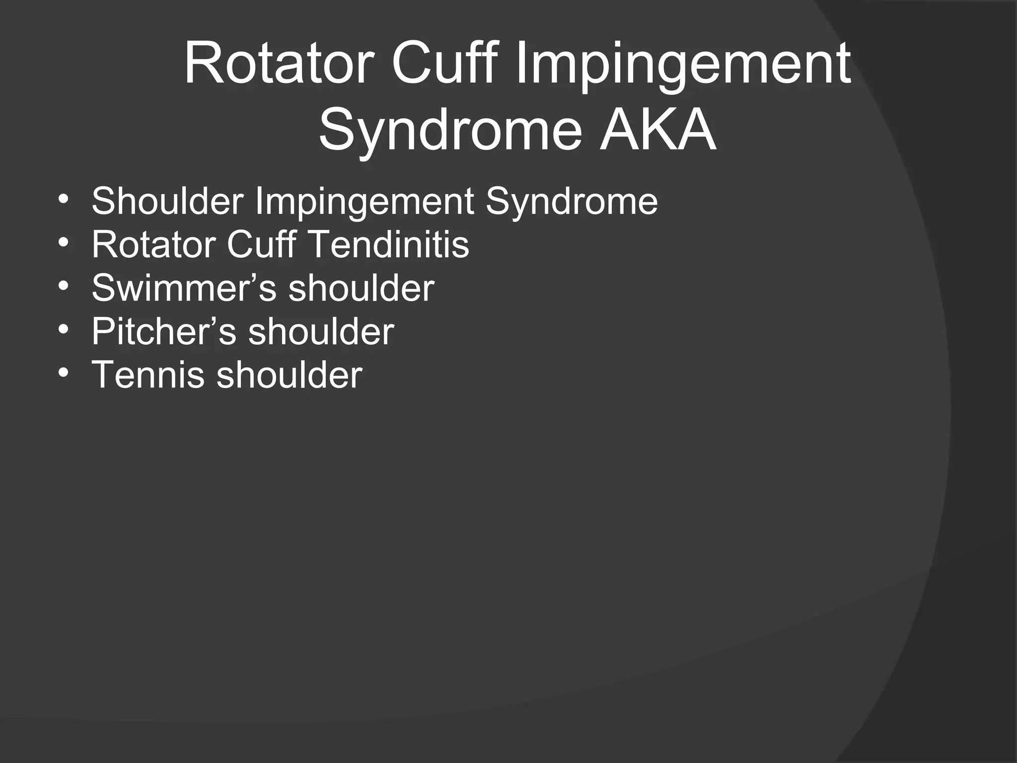 Shoulder Impingement Diagnosis And Rehabilitat Ppt Free Download