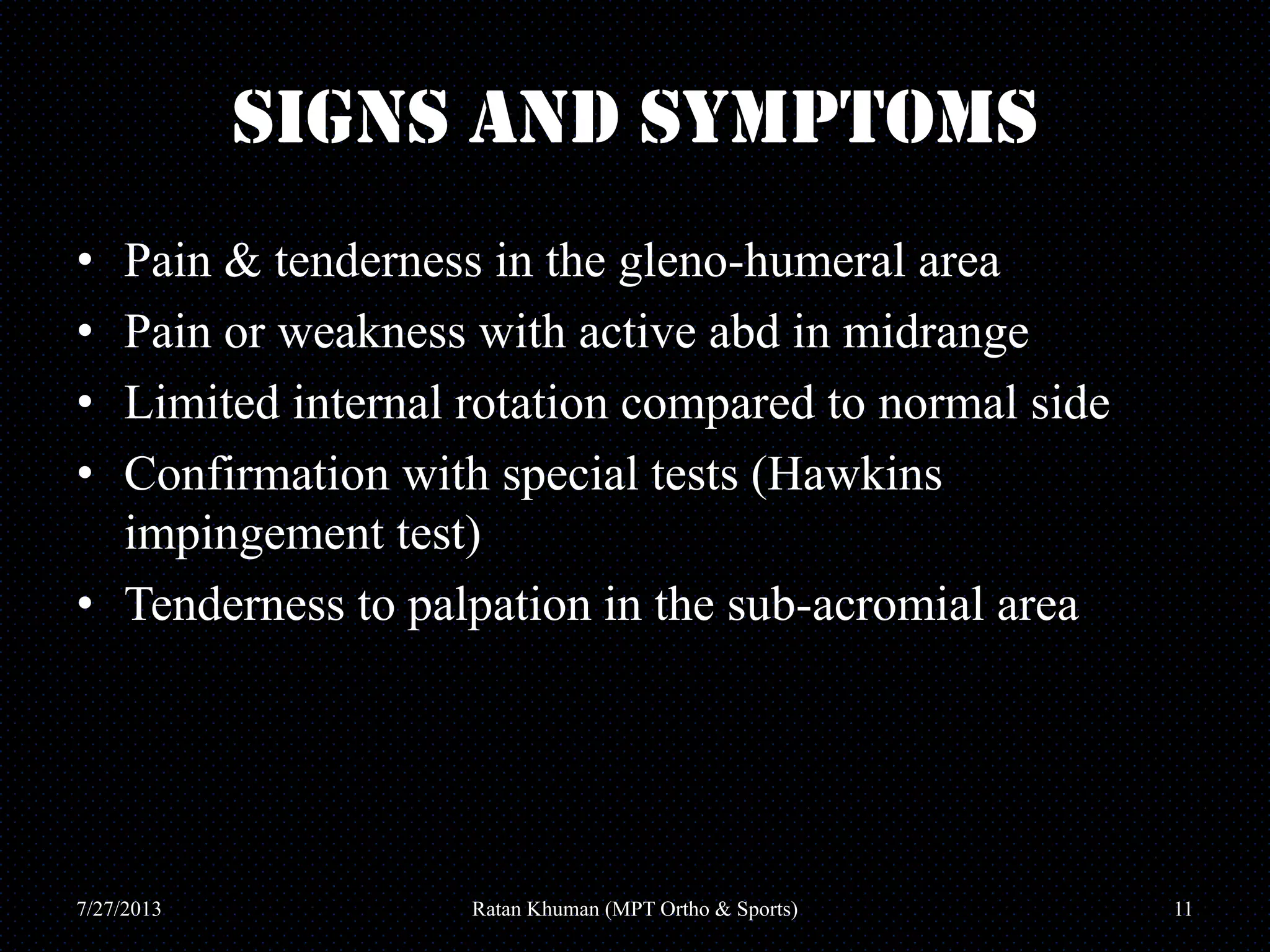 Shoulder impingement syndrome | PPTX