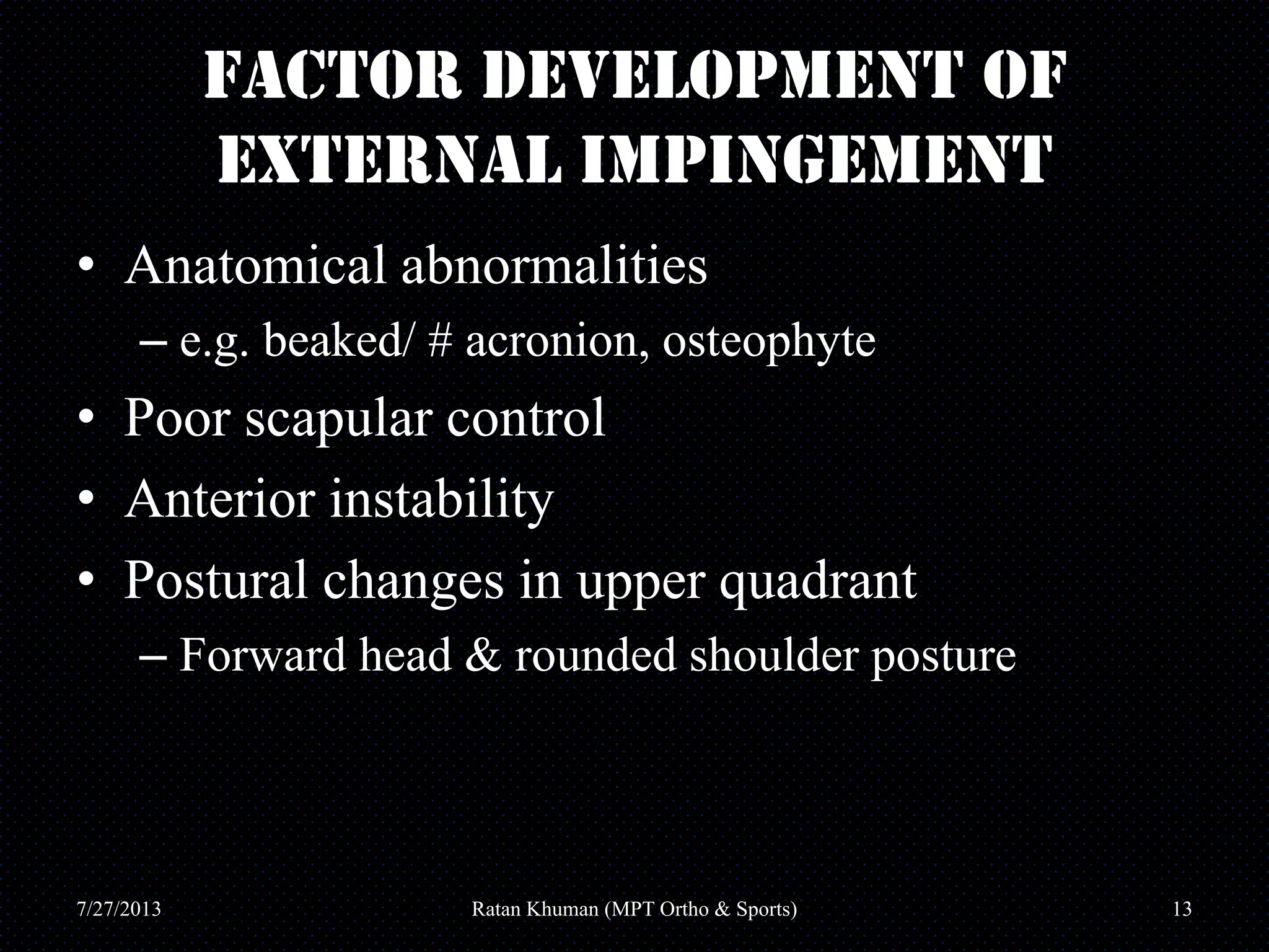 Shoulder impingement syndrome | PPTX