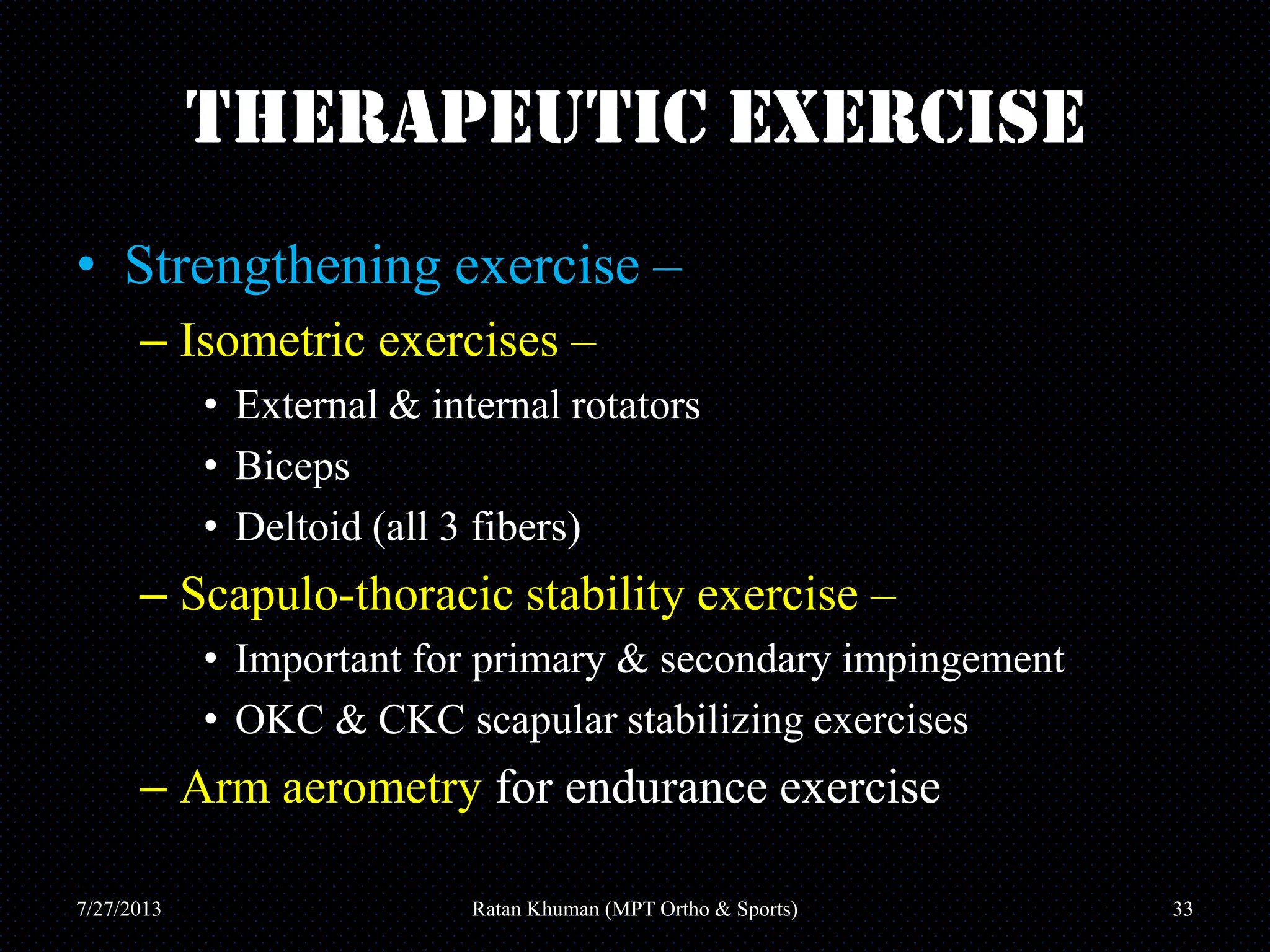 Shoulder impingement syndrome | PPTX