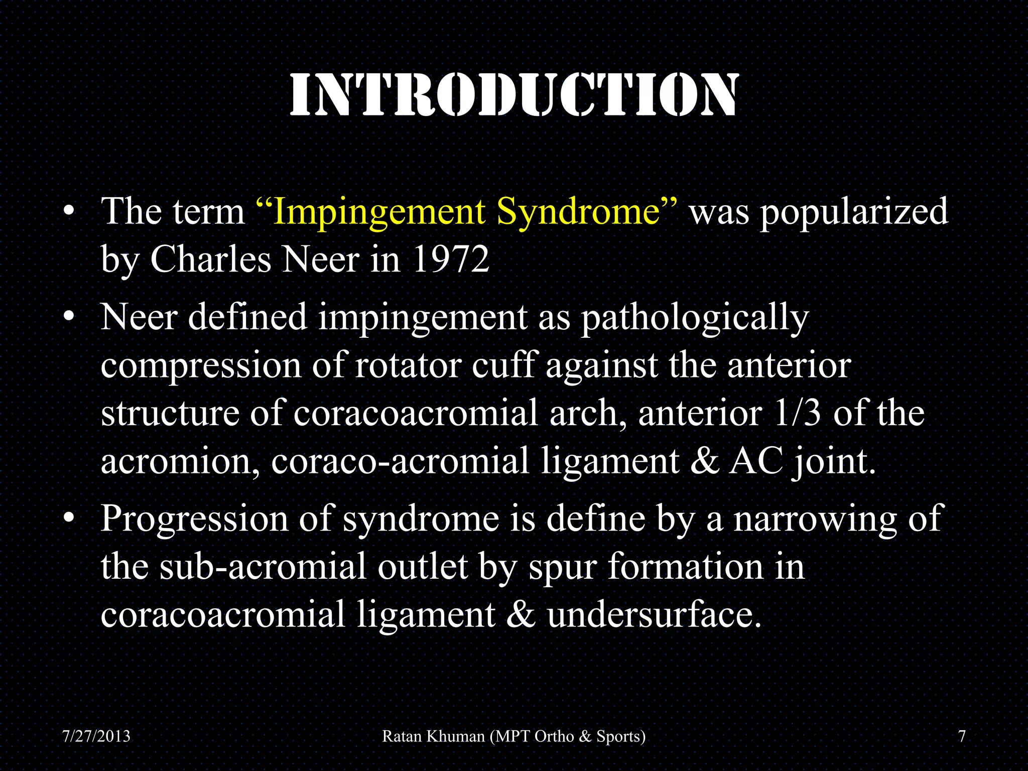 Shoulder impingement syndrome | PPTX