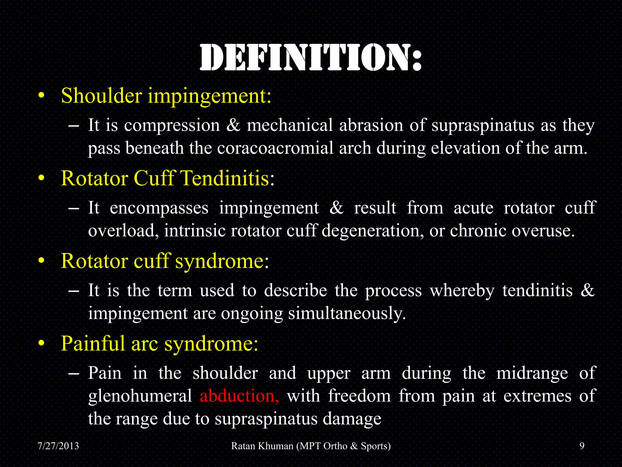 Shoulder impingement syndrome | PPTX