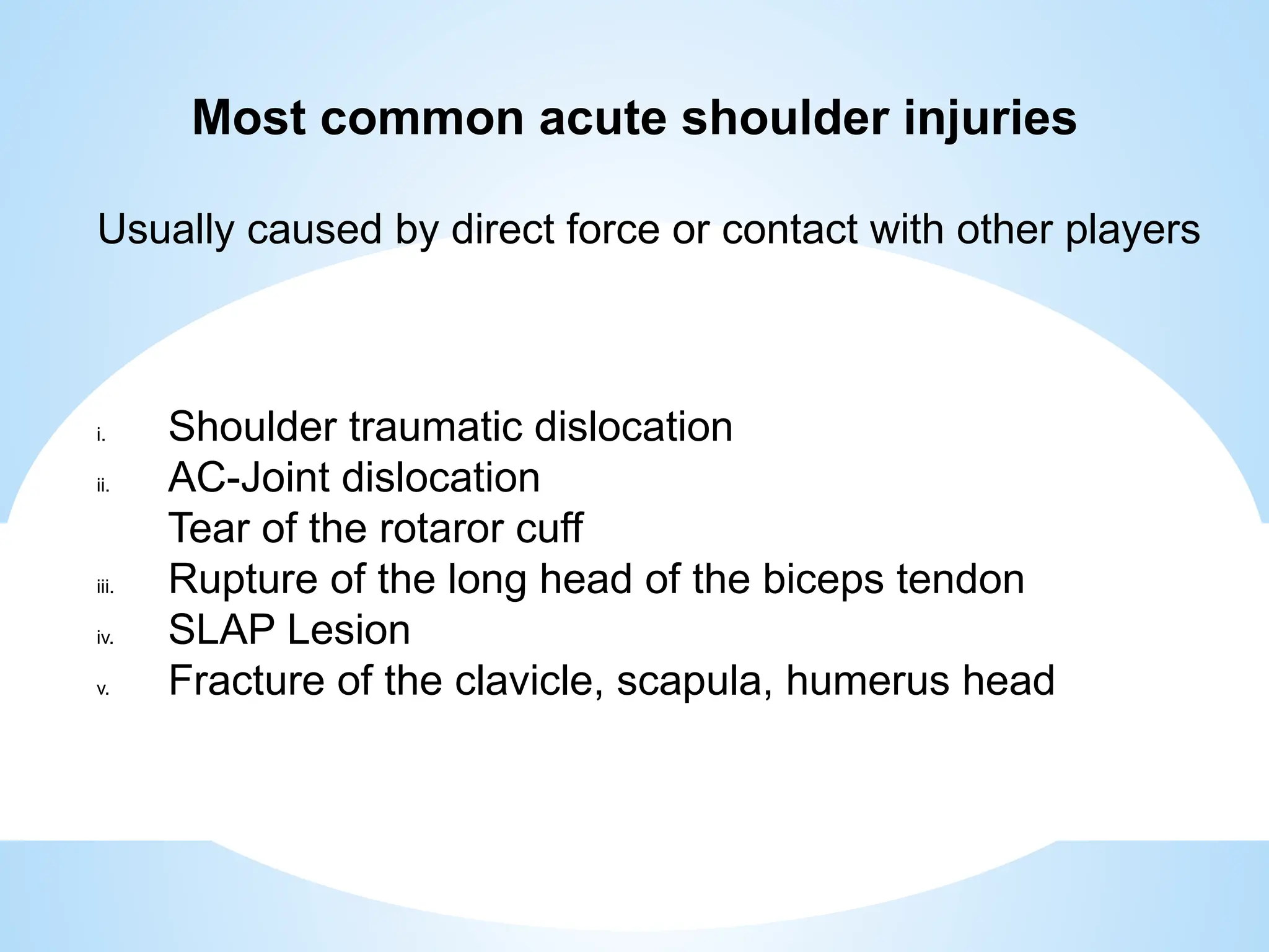 shoulder sports injuries ppt knee and shoulder | PPTX