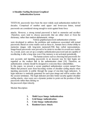 Shoulder surfing resistant graphical | PDF