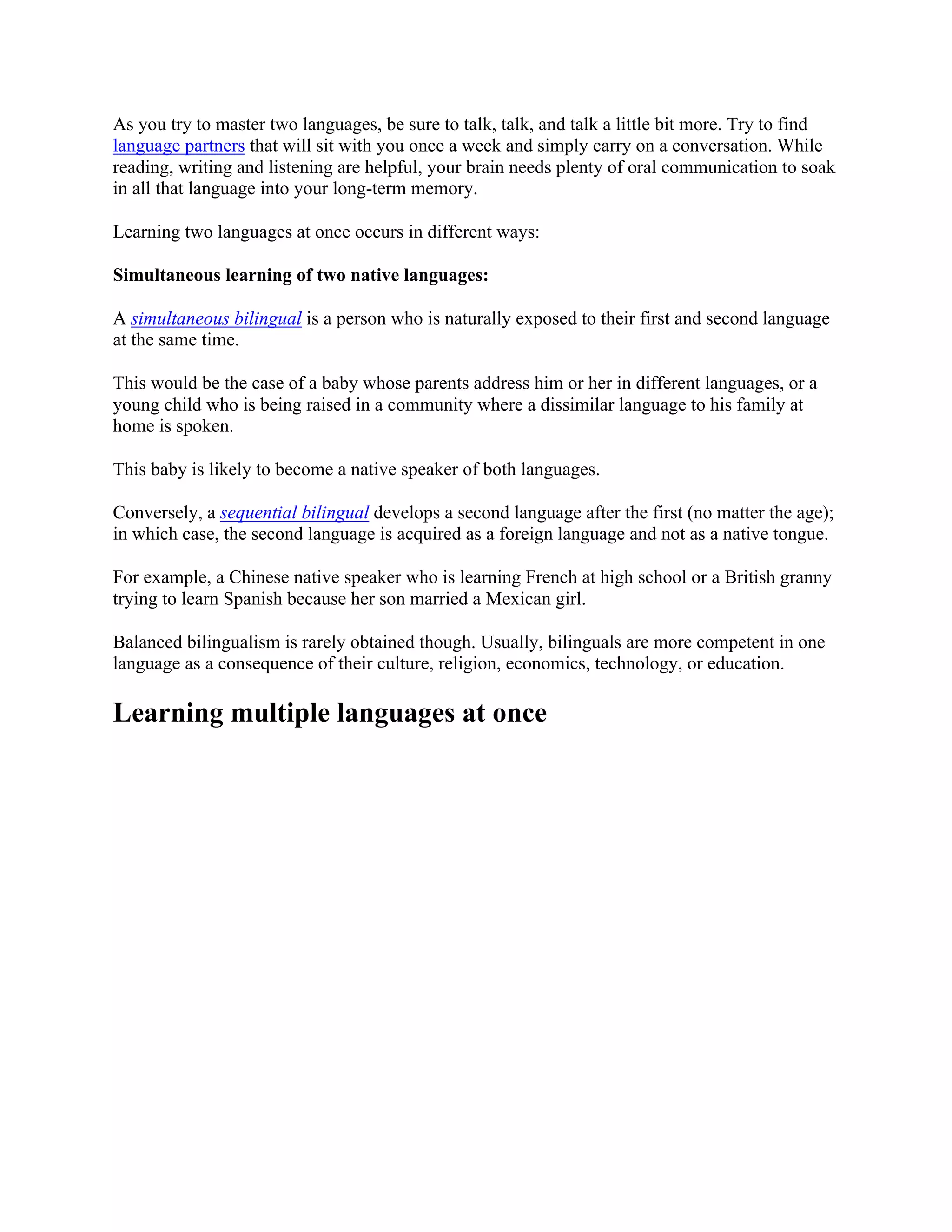 Should I Learn Multiple Languages At Once? | PDF