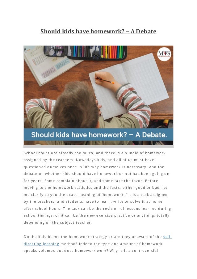 Should kids have homework a debate | PDF | Homework and Study | Education