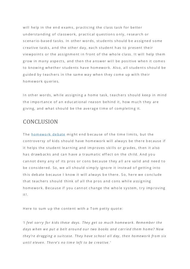 Should kids have homework a debate | PDF | Homework and Study | Education
