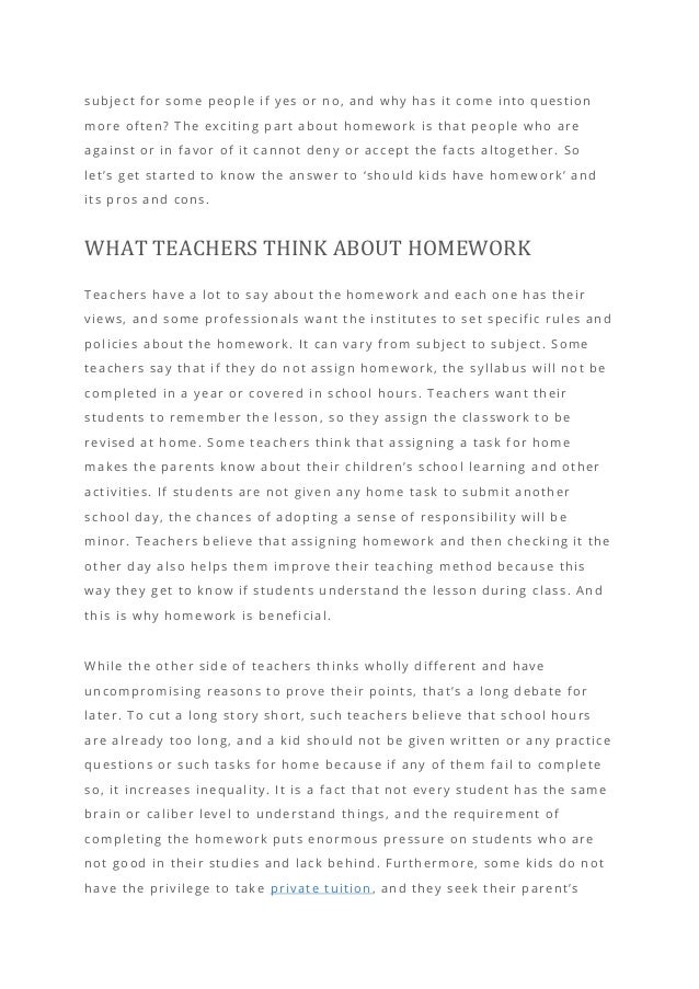 Should kids have homework a debate | PDF